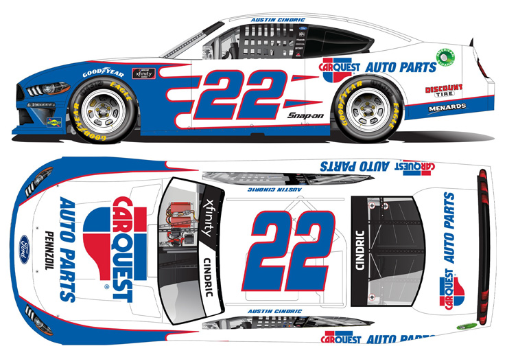 2021 Austin Cindric #22 Carquest Auto Parts NASCAR 1/64 Diecast