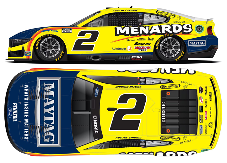 2025 Austin Cindric #2 Menards NASCAR 1/64 Diecast
